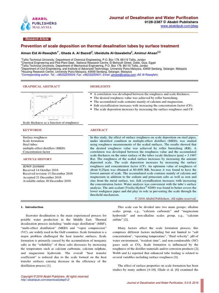 Journal of Desalination and Water Purification | PDF | Desalination ...