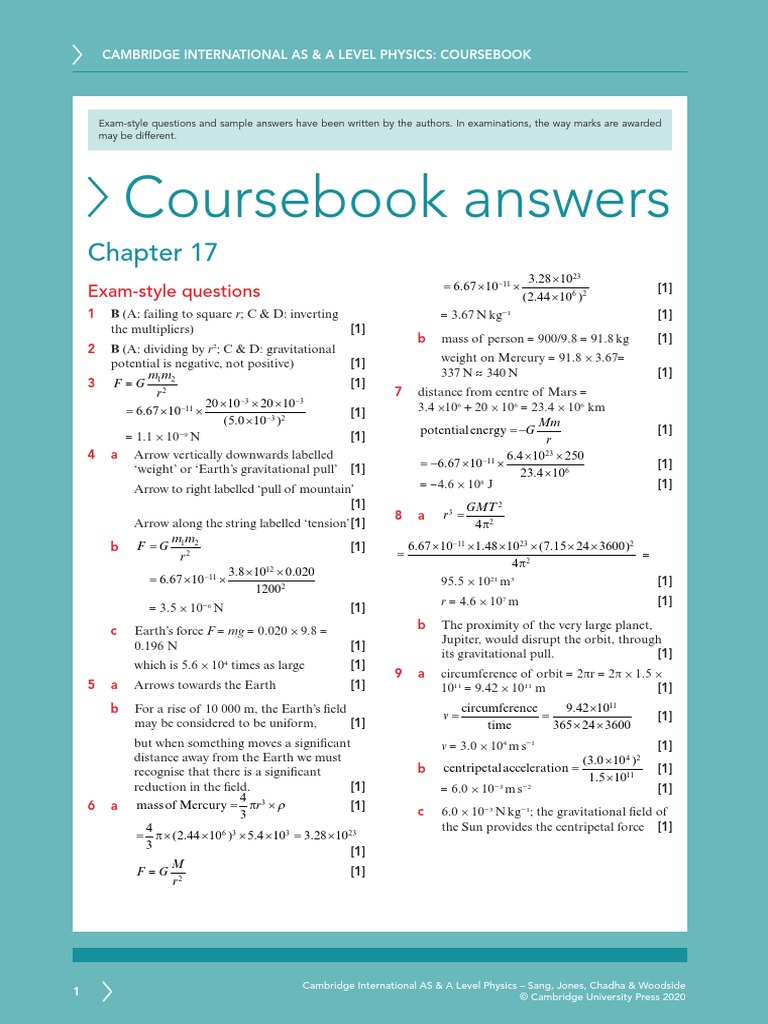 Exam Style Answers 17 Asal Physics CB | PDF | Orbit | Planets