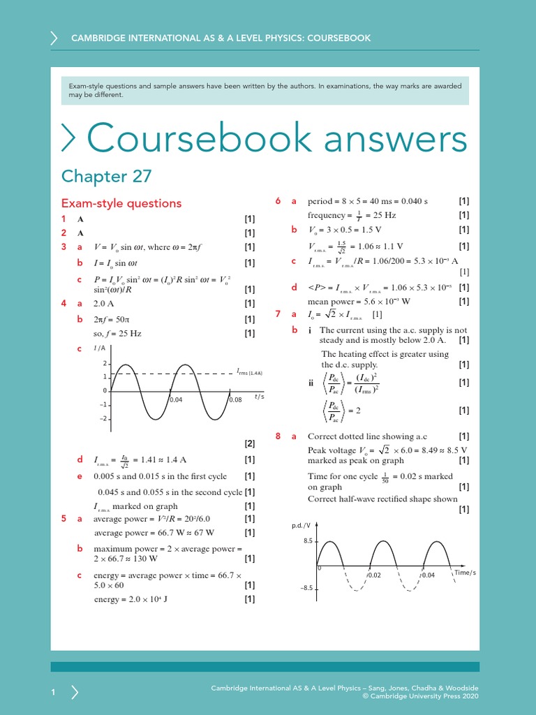Exam Style Answers 27 Asal Physics CB | PDF | Rectifier | Capacitor