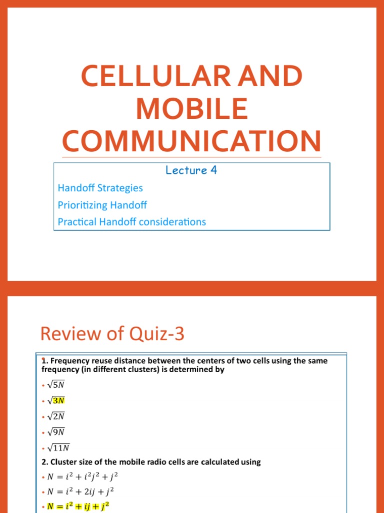 MOBILE COMMUNICATION LECTURE 4 HANDOFF STRATEGIES | PDF | Cellular Network | Computer Networking