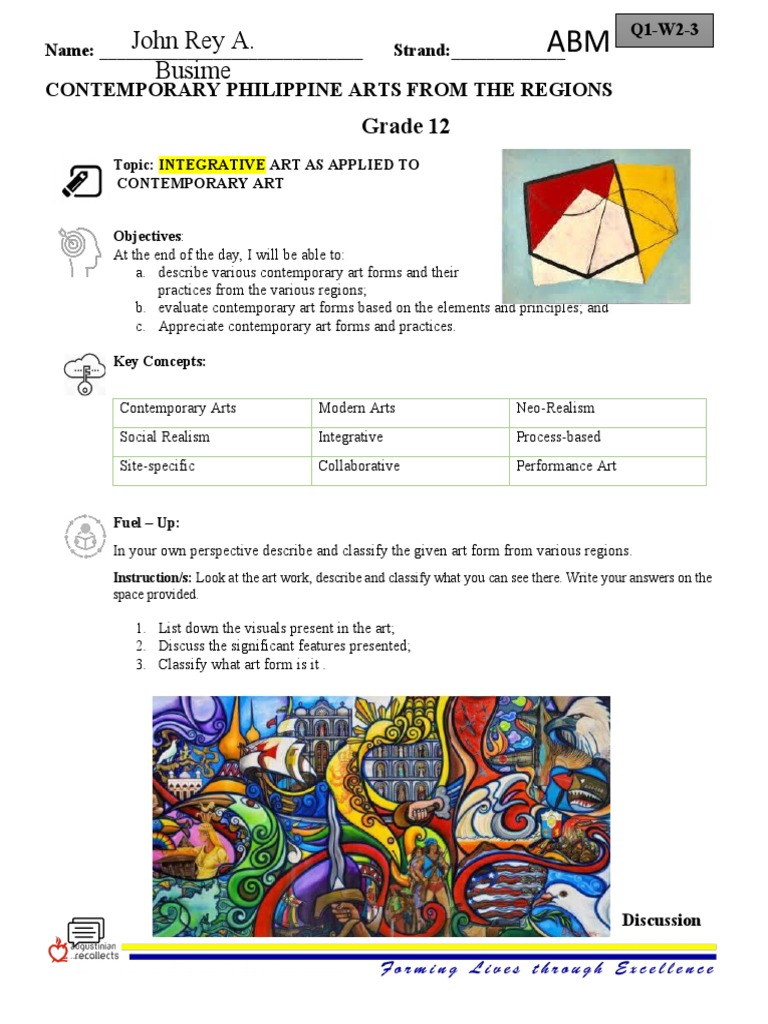 Contemporary Arts Handouts W1-2 | PDF | Paintings | Dances