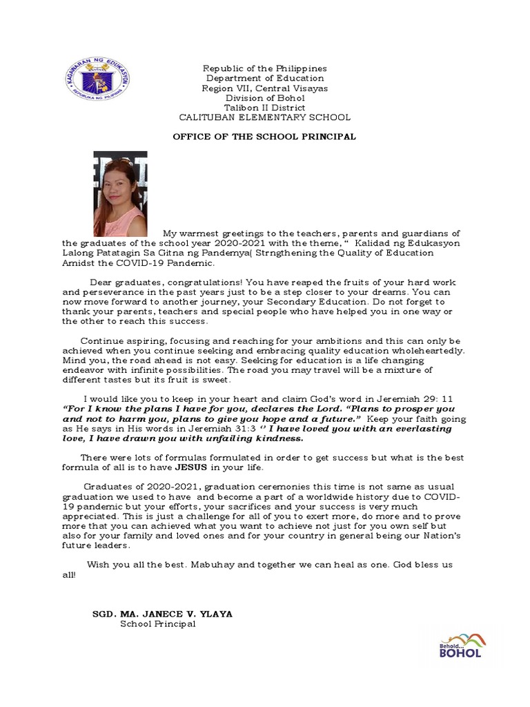 Elementary Graduation Congratulatory Letter Graduation Wishes And Card