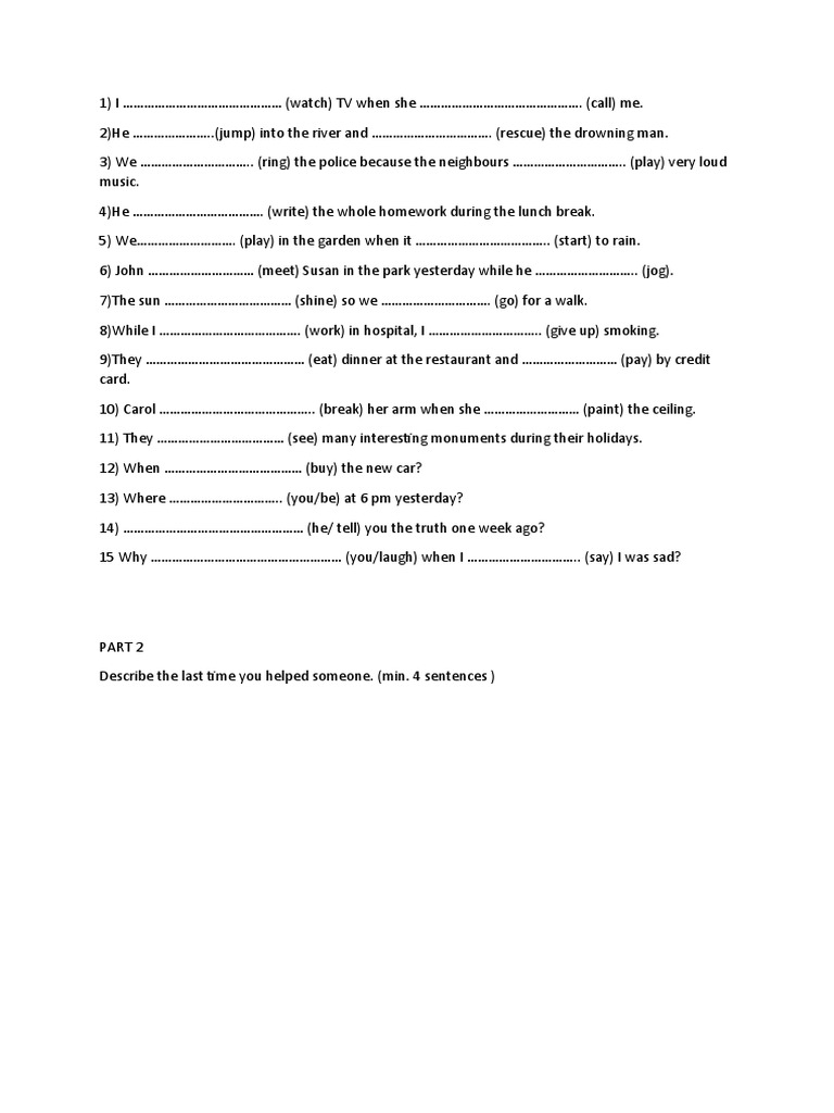 Past Simple Past Continuous Test | PDF