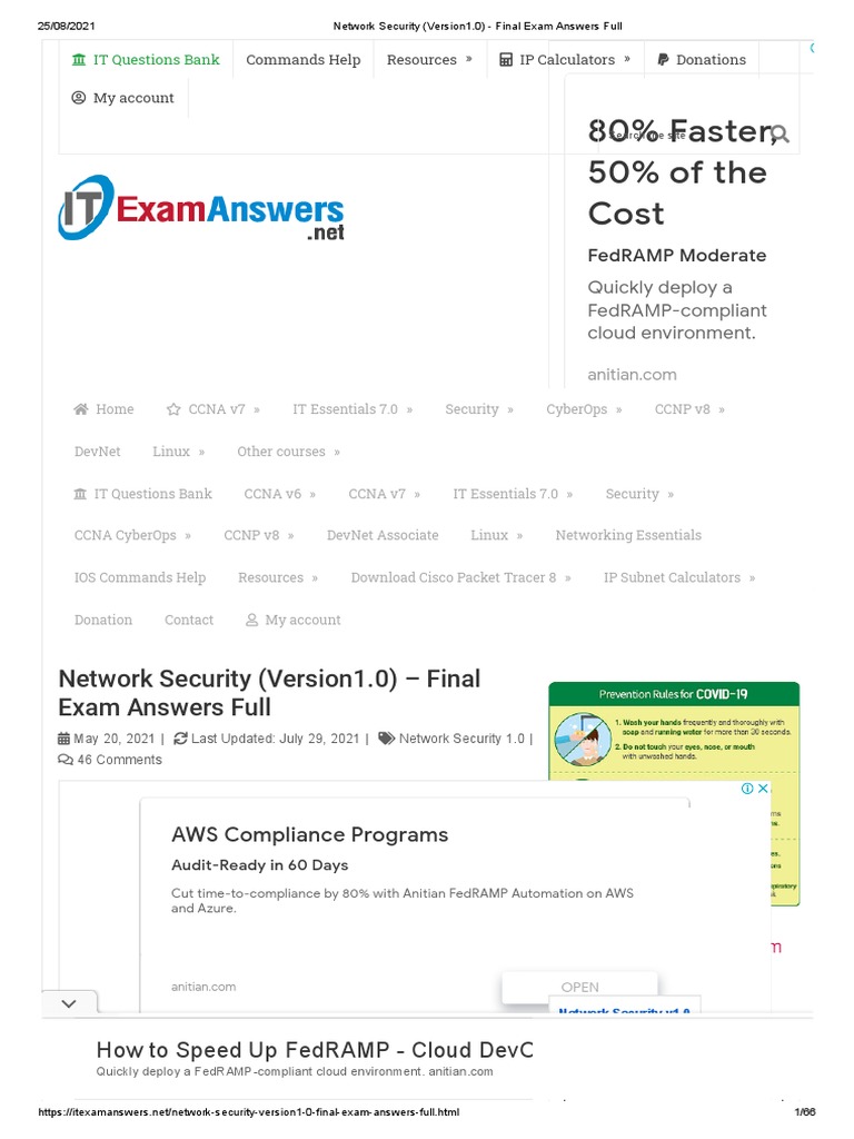 Network Security (Version1.0) - Final Exam Answers Full | Download Free ...