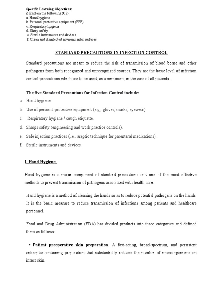 Standard Precautions in Infection Control | PDF | Personal Protective ...