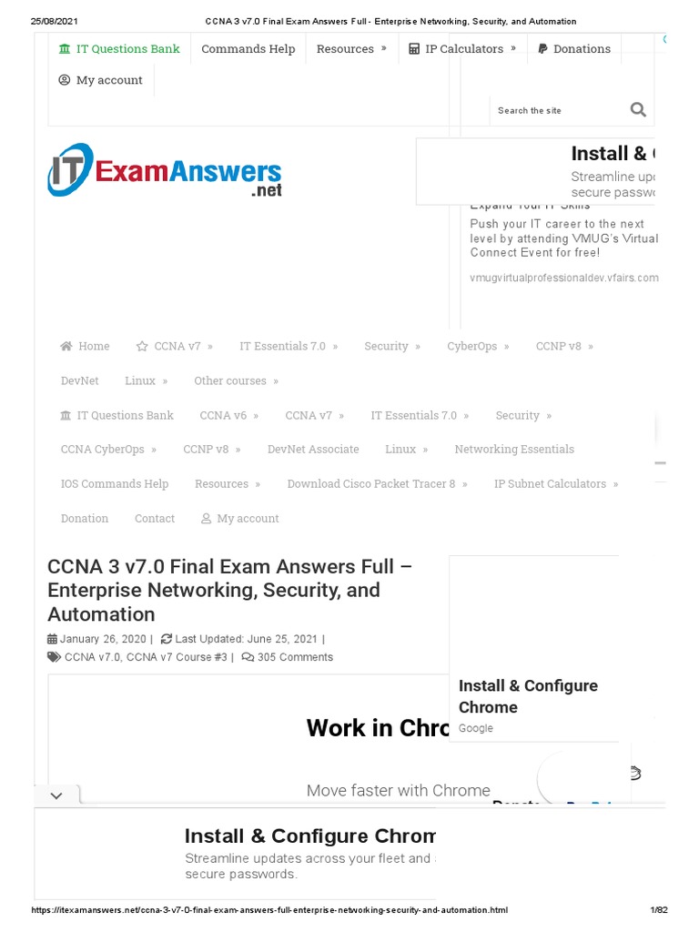CCNA 3 v7.0 Final Exam Answers Full - Enterprise Networking, Security ...