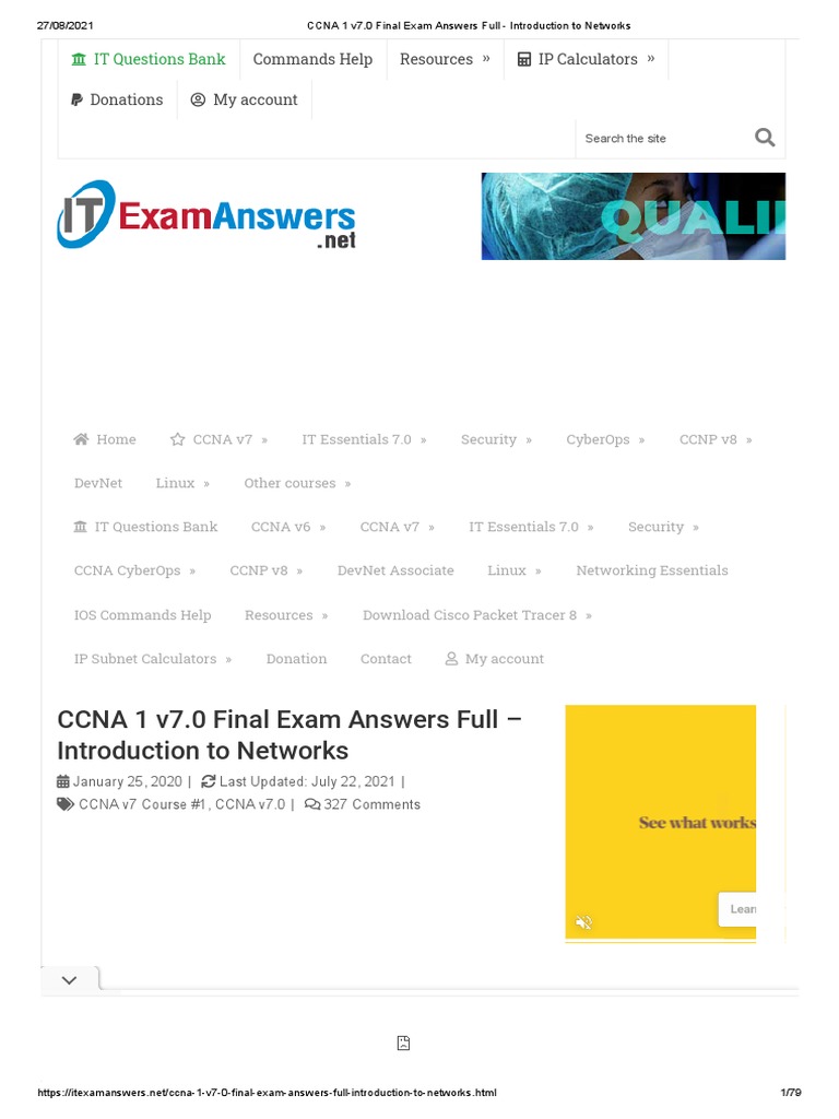 CCNA 1 v7.0 Final Exam Answers Full - Introduction To Networks | PDF | Computer Network | Port ...