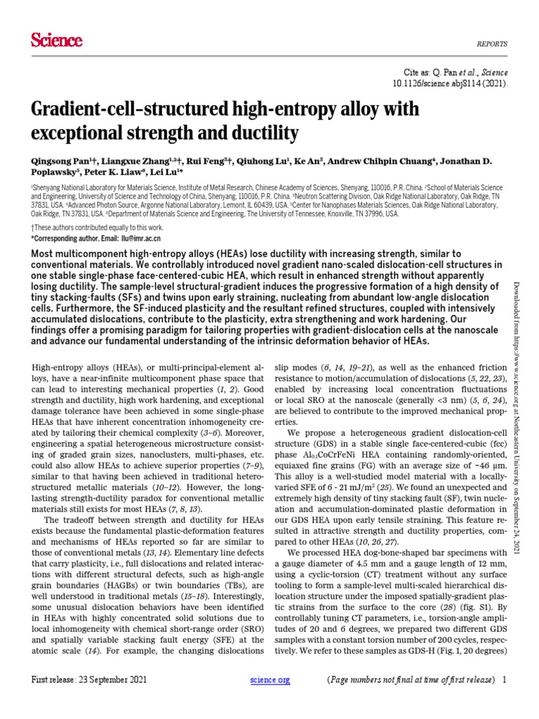 Gradient-Cell-Structured High-Entropy Alloy With Exceptional Strength ...