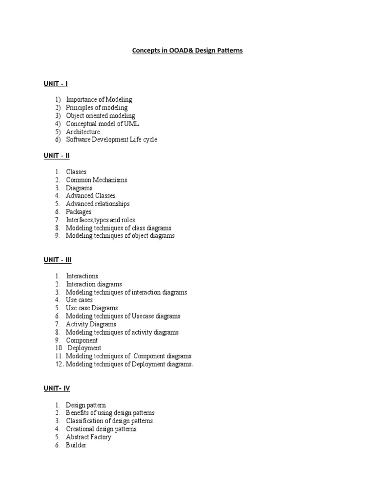 Concepts in OOAD& Design Patterns: Unit - I | PDF | Art | Technology ...