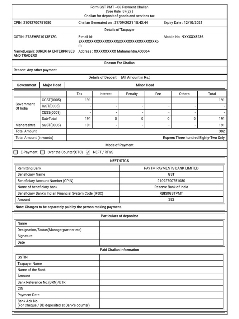 GST Payment Challan Form | PDF | Service Industries | Economies