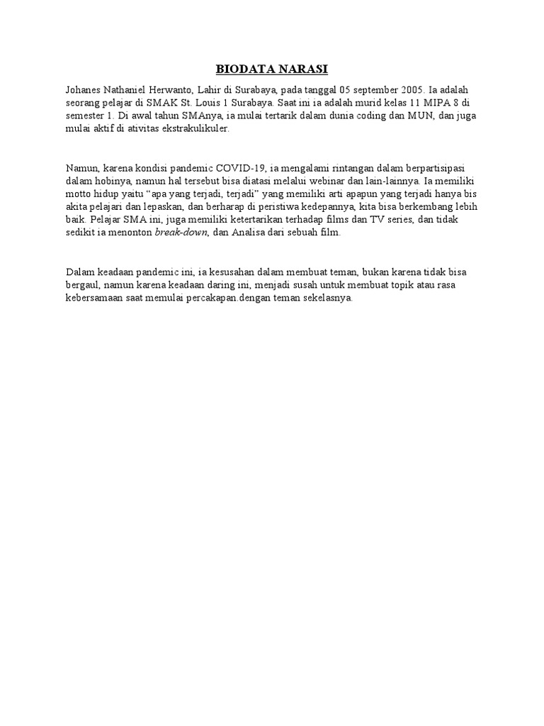 Biodata Narasi | PDF