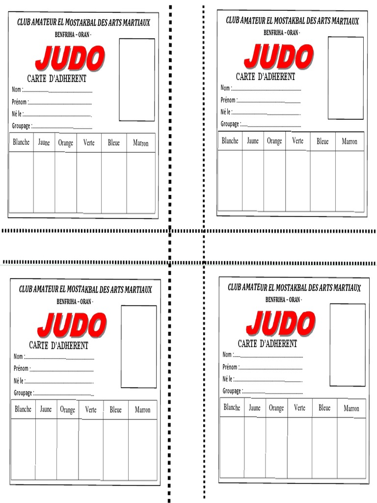 CARTE Judo BENFRIHA | PDF | Sports de combat | Couleur