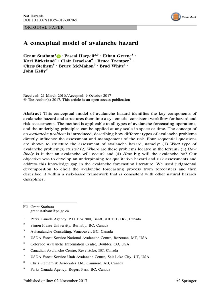 A Conceptual Model of Avalanche Hazard | PDF | Snow | Risk