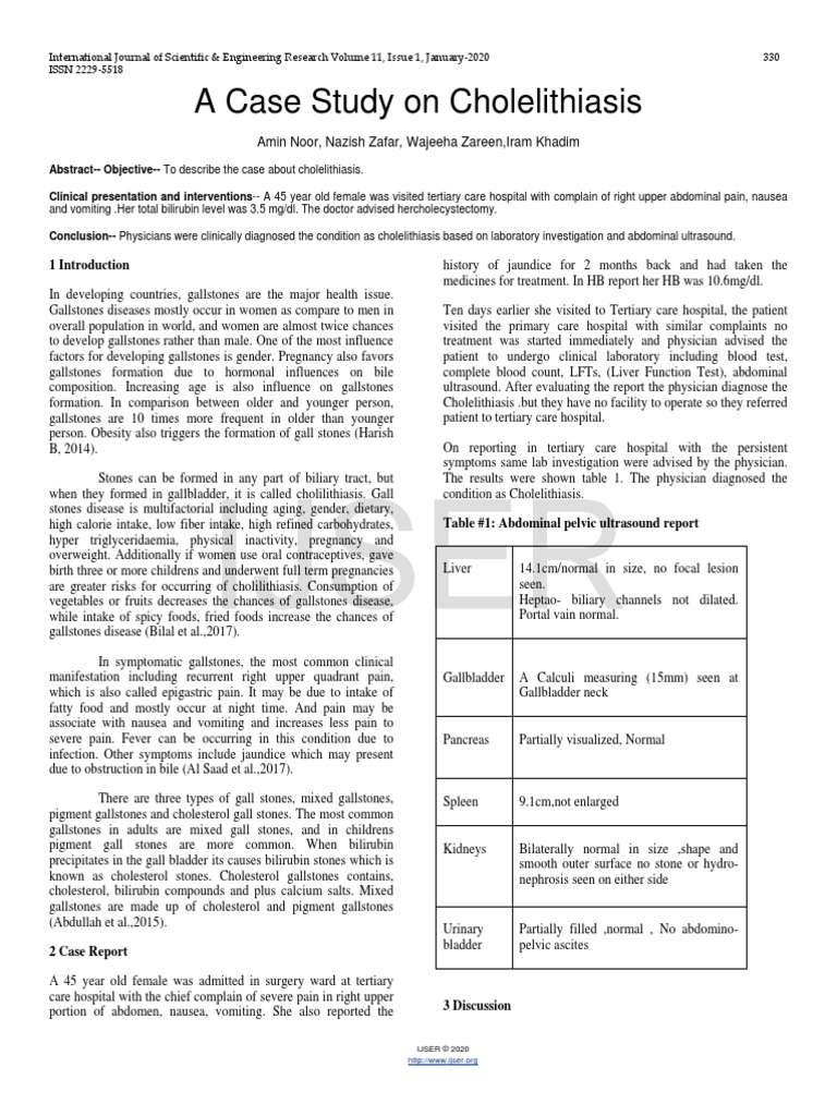 Ijser: A Case Study On Cholelithiasis | PDF | Medical Specialties | Clinical Medicine