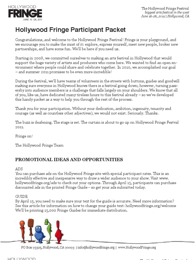 Hollywood Fringe Participant Packet 2011 | PDF | Advertising ...