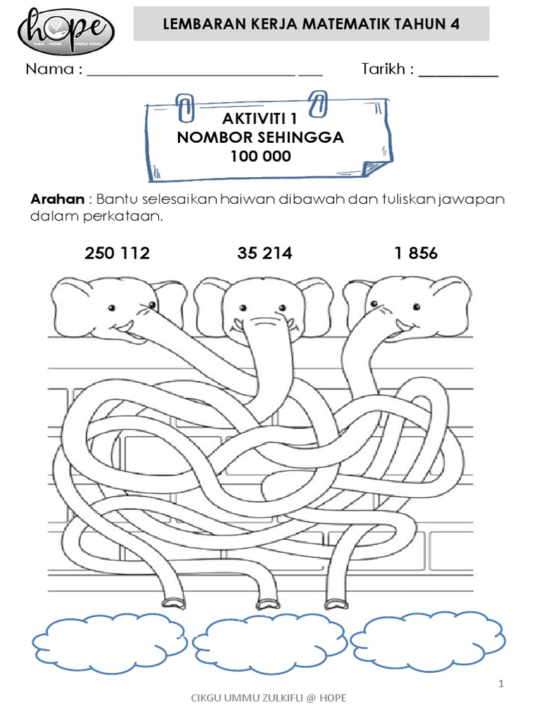 Worksheet Math Tahun 4 (Topik 1) | PDF