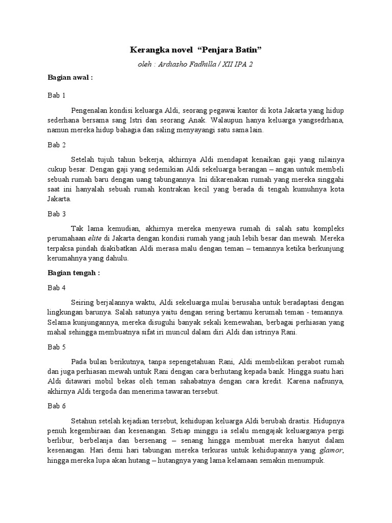 Contoh Kerangka Novel | PDF