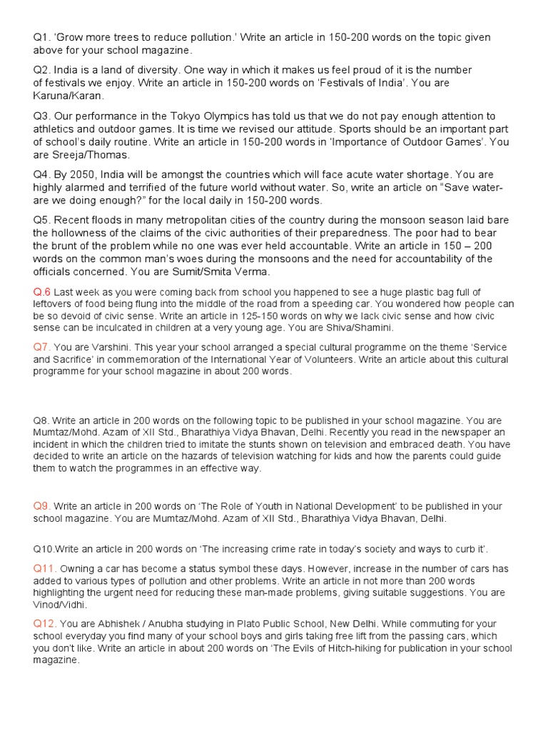 Article Writing Worksheet | PDF