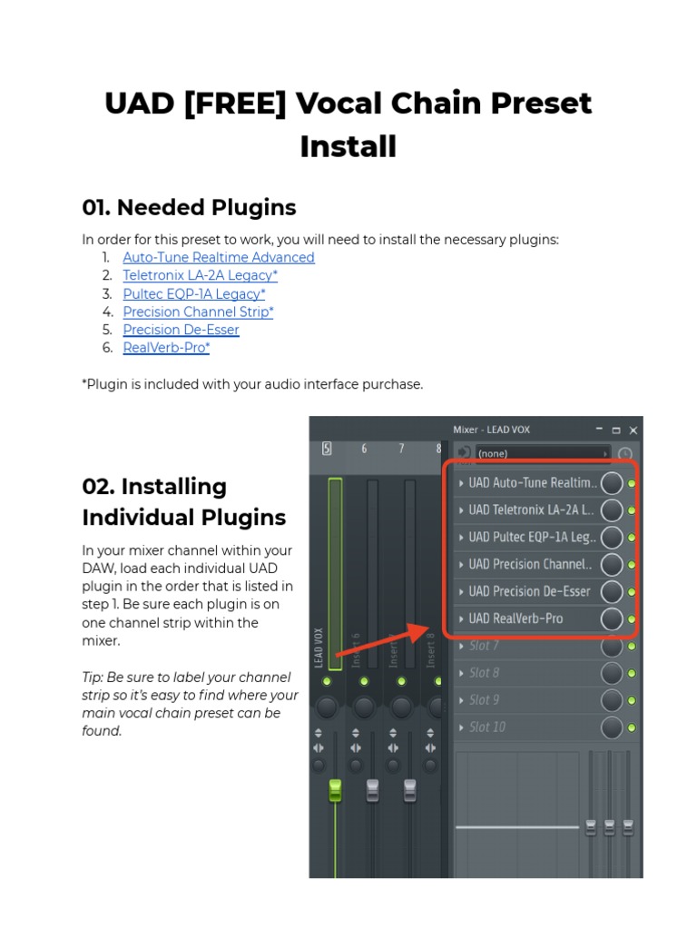 Installing UAD Vocal Chain Preset | PDF