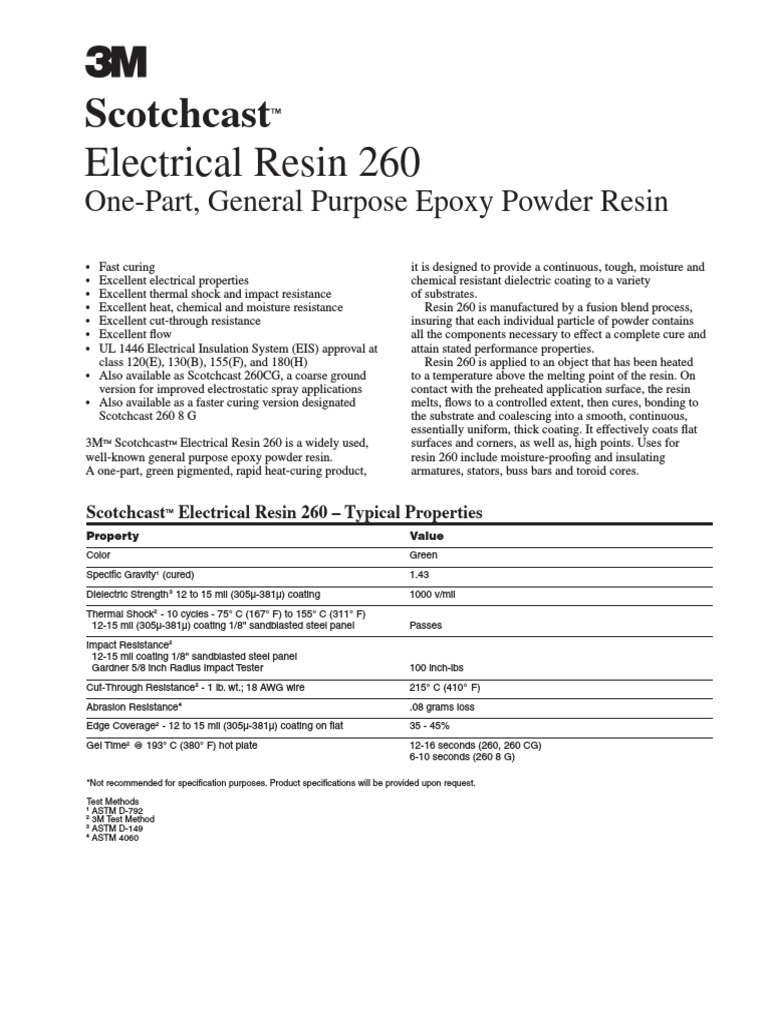 Electrical Resin 260: Scotchcast | PDF | Epoxy | Chemistry