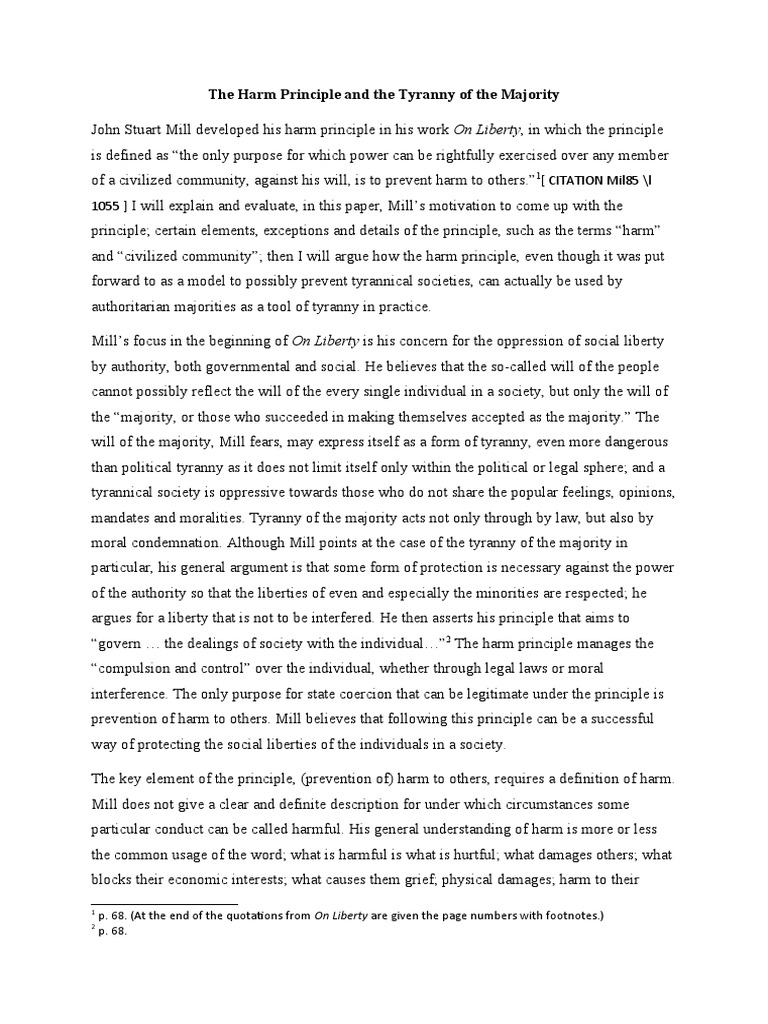 The Harm Principle and The Tyranny of TH | PDF | Utilitarianism | John ...