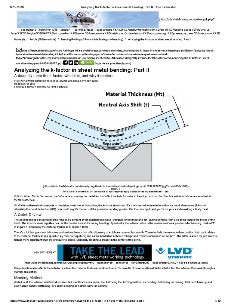 Analyzing The K Factor In Sheet Metal Bending Part Ii The