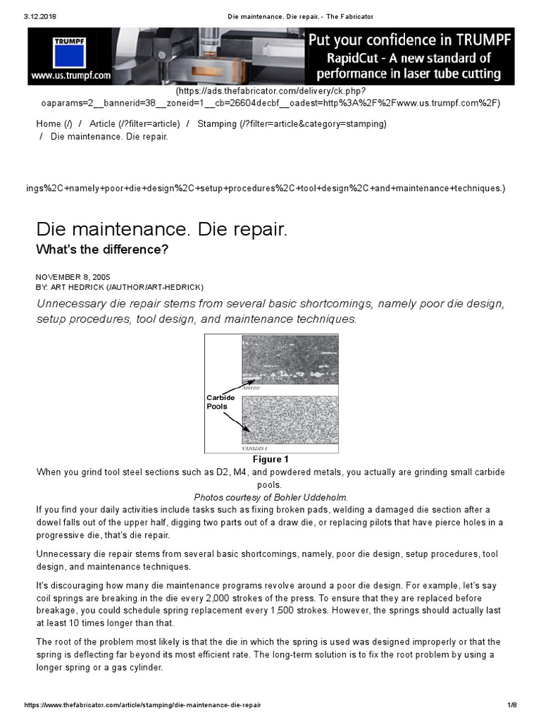 Die Maintenance. Die Repair. - The Fabricator | PDF | Grinding ...