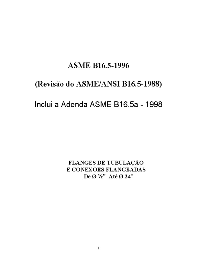 ASME B16.5-1996 - Flanges de Tubulação e Conexões Flangeadas | PDF ...