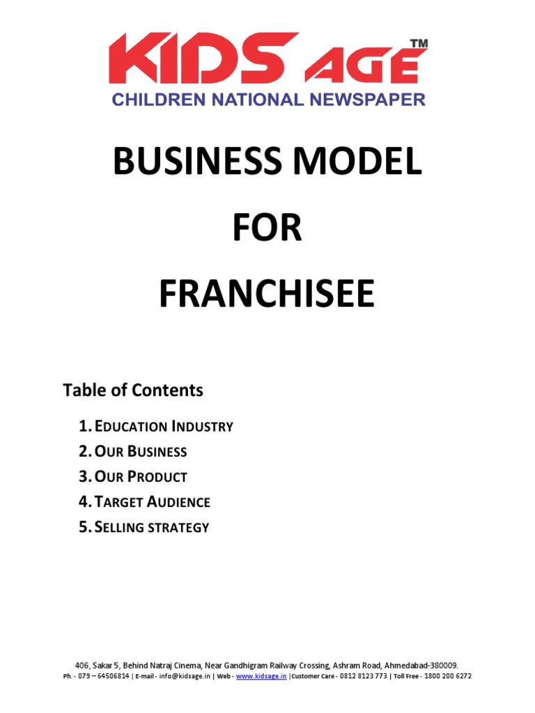 Business Model FOR Franchisee: 1. E I 2. O B 3. O P 4. T A 5. S | PDF ...