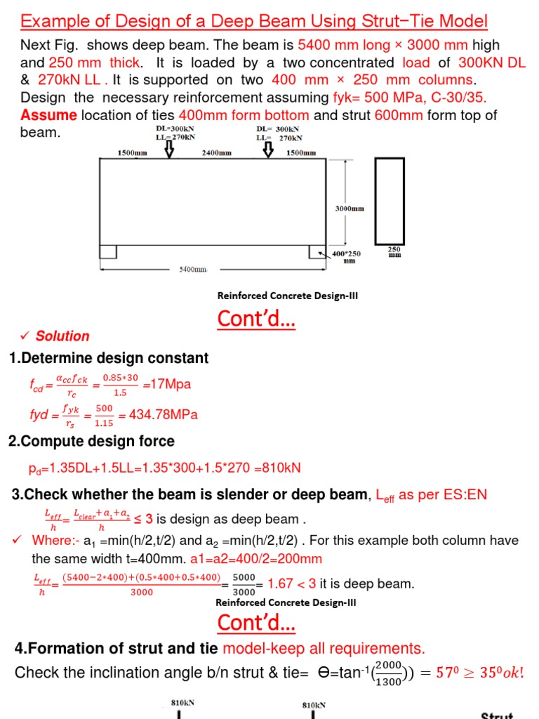 Example of Design of A Deep Beam Using Strut Tie Model | PDF | Bending ...