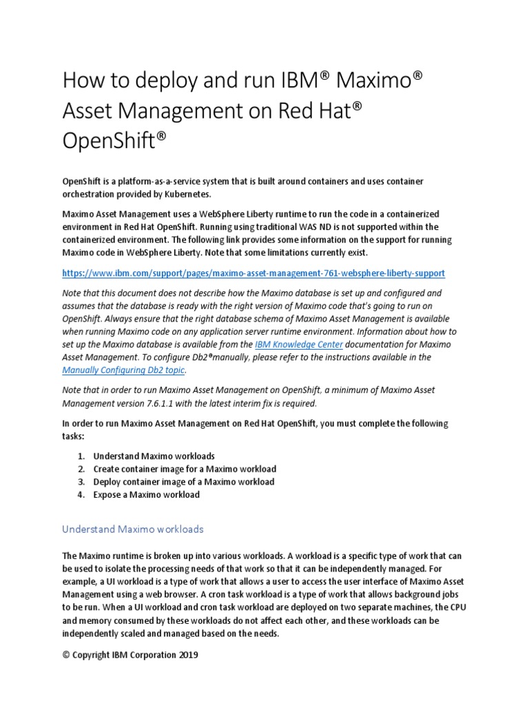 Deploy Run Maximo On Openshift - 0 | PDF | Http Cookie | Databases
