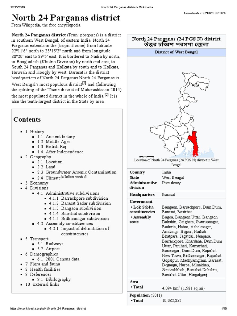 North 24 Parganas District - Wikipedia | PDF