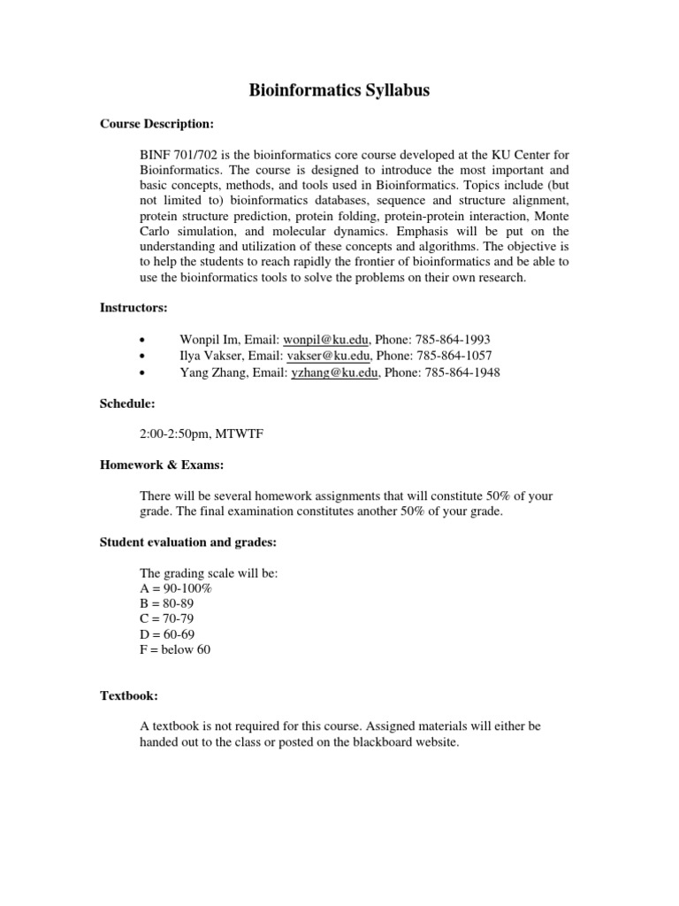 Bioinformatics Core Course | PDF | Protein Structure | Docking (Molecular)