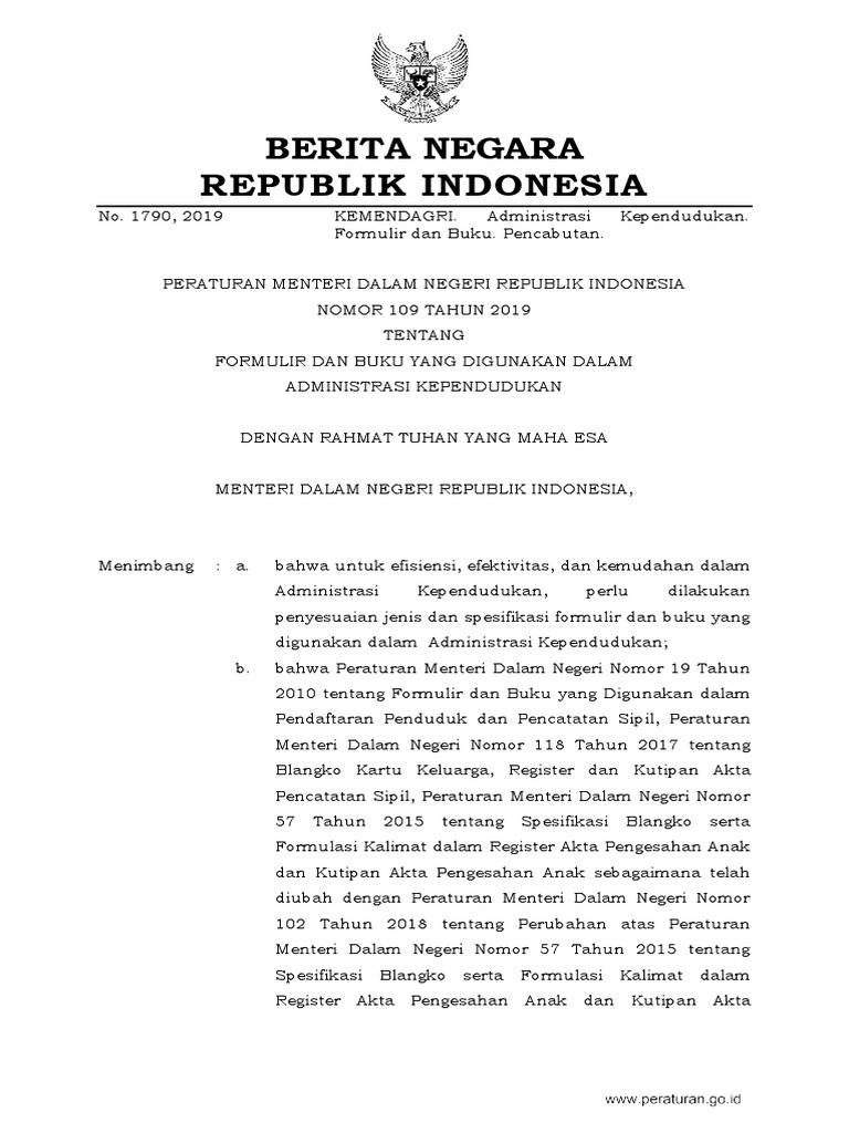 Permendagri 109 Tahun 2019 | PDF | Pengelolaan Keuangan & Uang | Ilmu Sosial