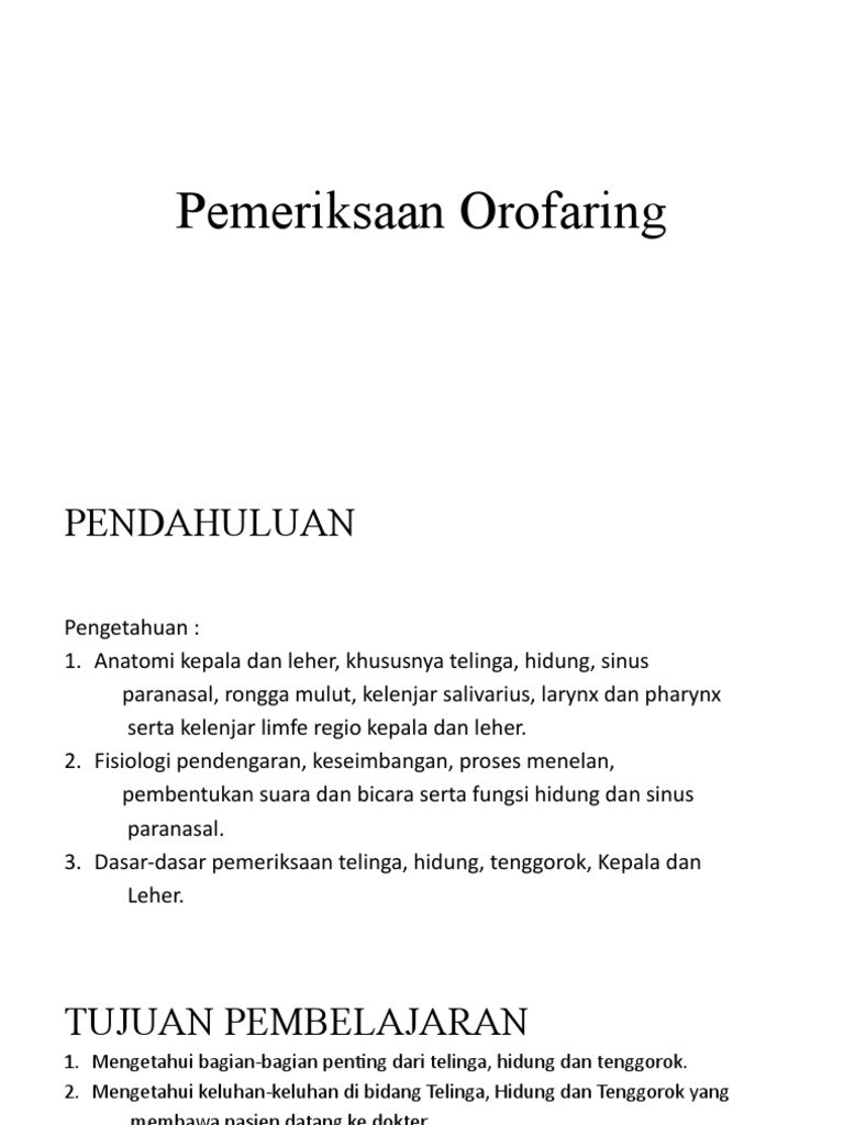 Prosedur Pemeriksaan Orofaring | PDF | Kesehatan Holistik | Sains ...