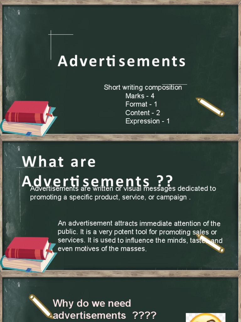 Adverti Sements: Short Writing Composition Marks - 4 Format - 1 Content ...