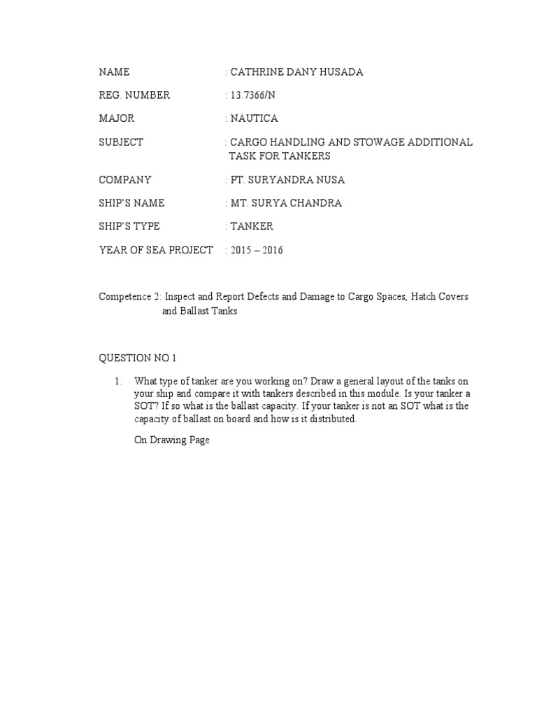 Stowage Plan for Tanker Operations | PDF | Oil Tanker | Valve