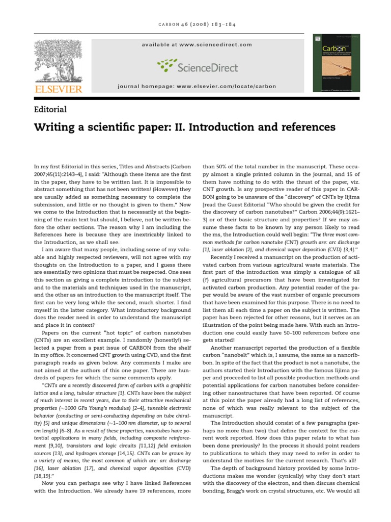 Writing A Scientific Paper (Introduction) | PDF | Carbon Nanotube ...