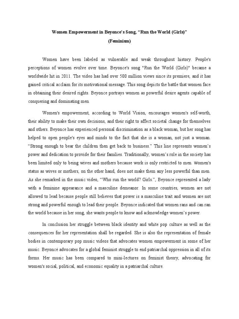 Empowerment in Beyoncé's "Run the World" | PDF | Feminism | Gender Studies
