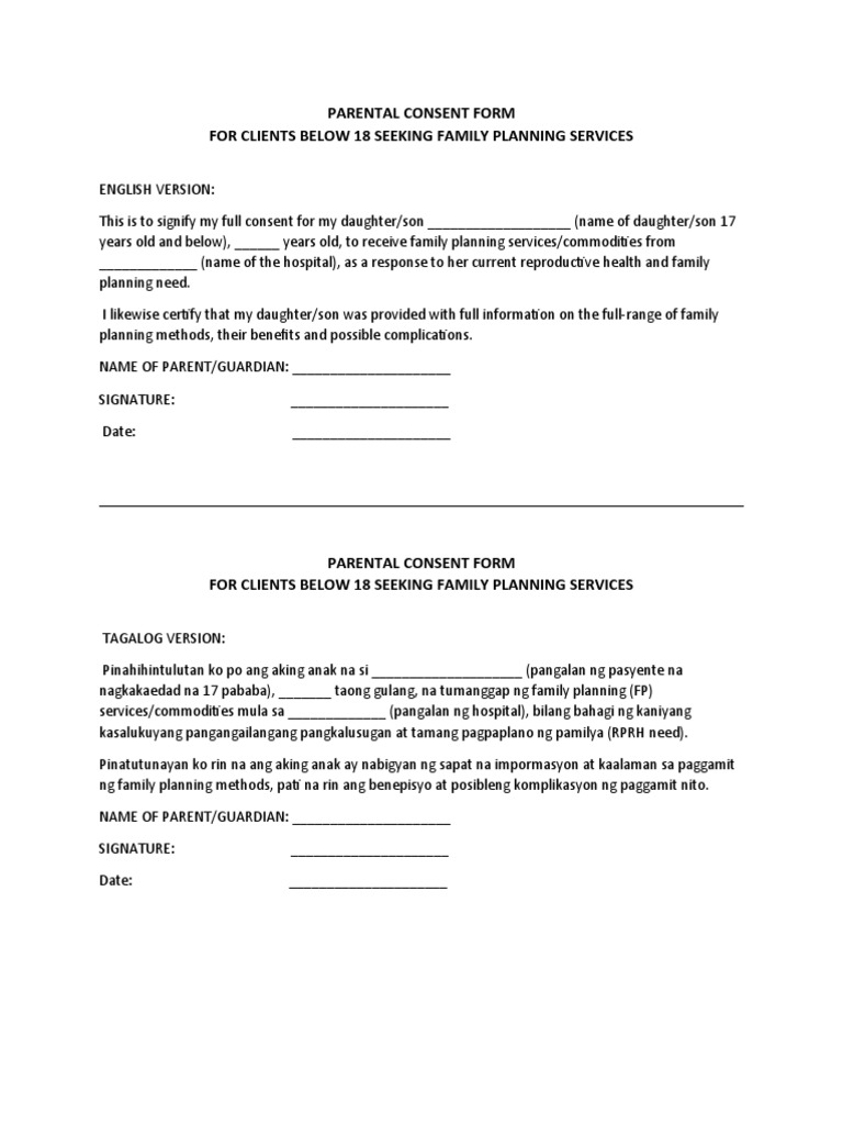 Parental Consent for Family Planning | PDF | Social Science