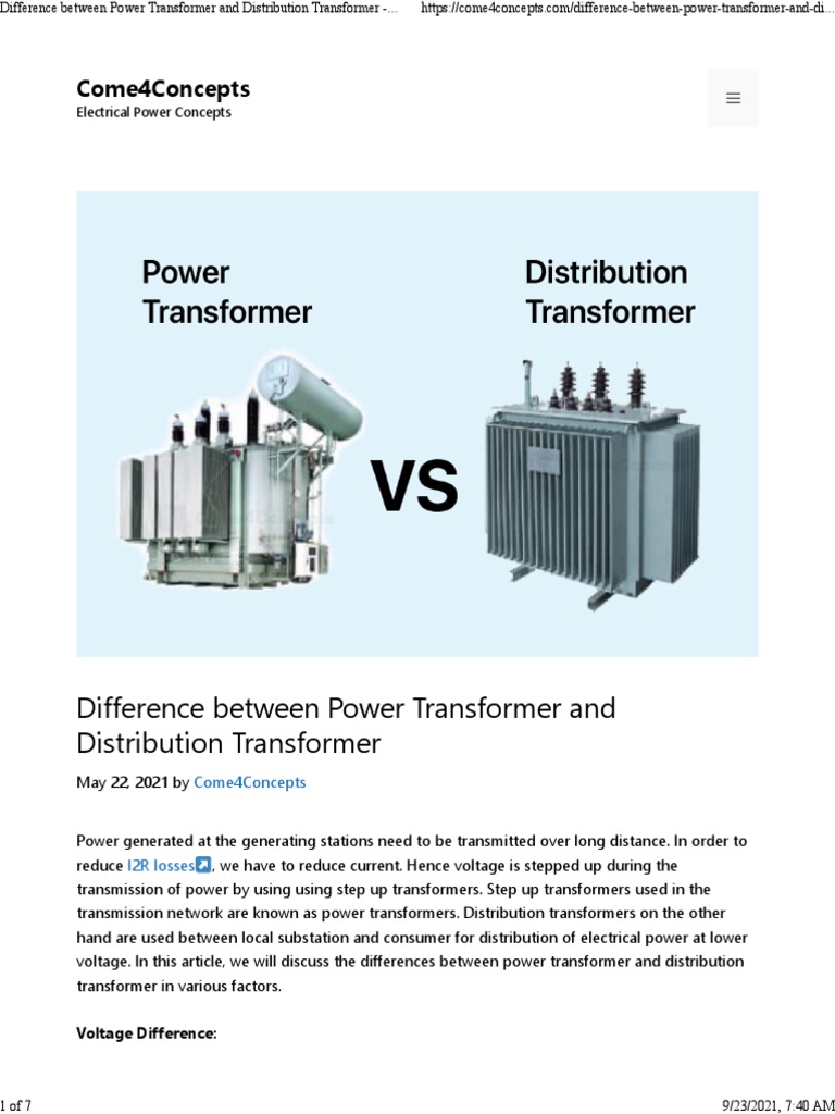 Power and Distribution Transformer | PDF | Transformer | Electric Power ...