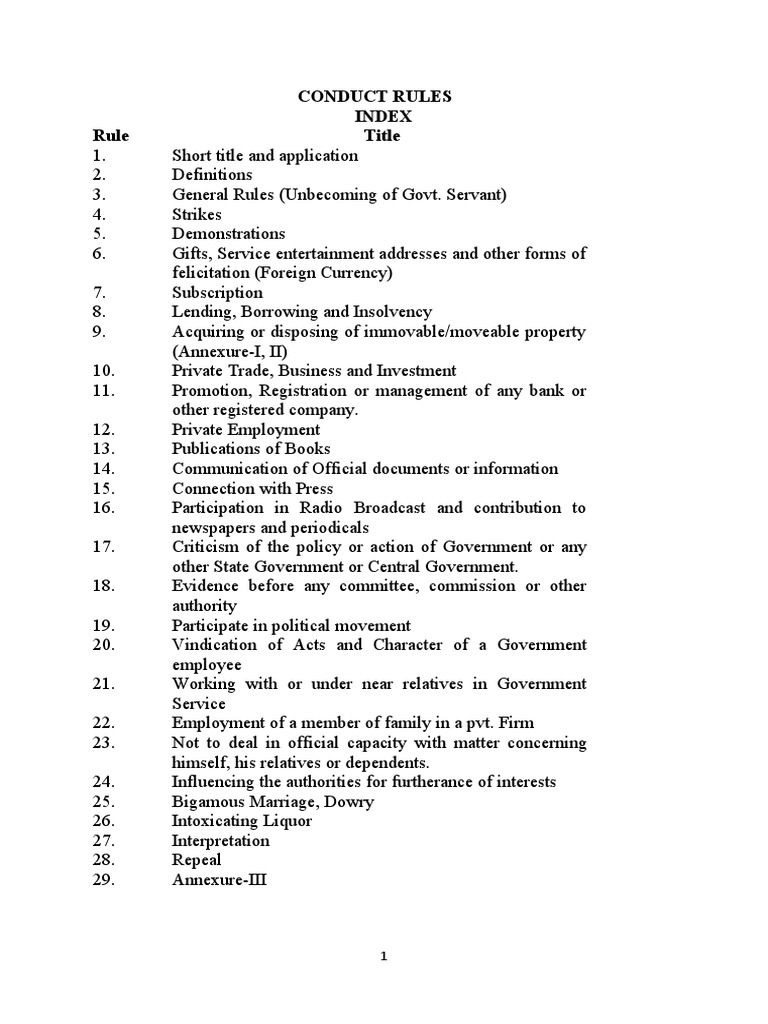 Conduct Rules Material | PDF | Property | Employment