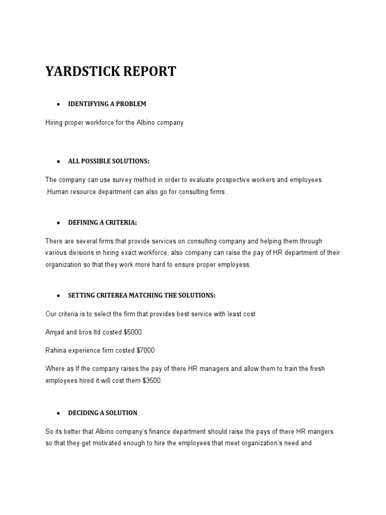 (p)YARDSTICK REPORT
