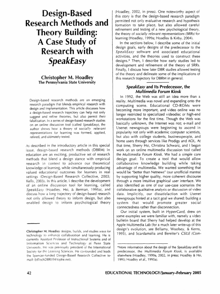 Design-Based Research Methods and Theory Building | PDF | Learning ...