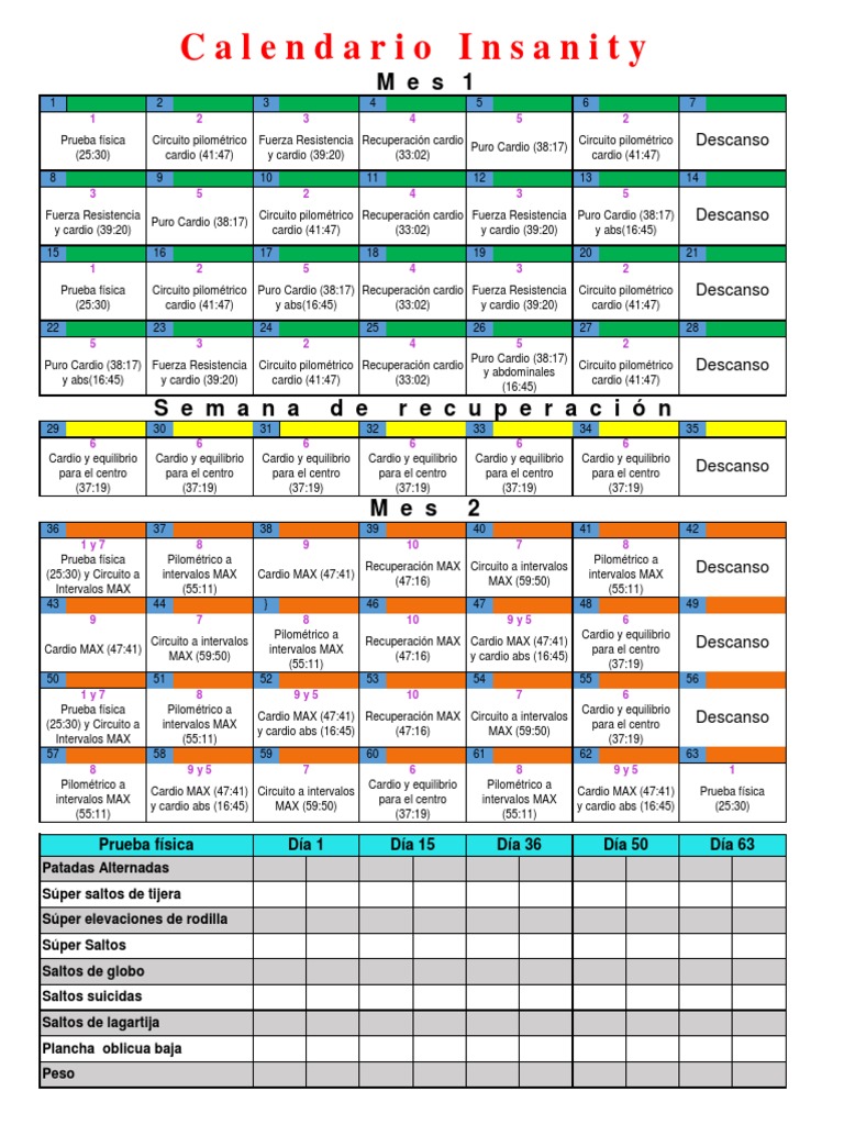 Calendario Insanity 2 | PDF