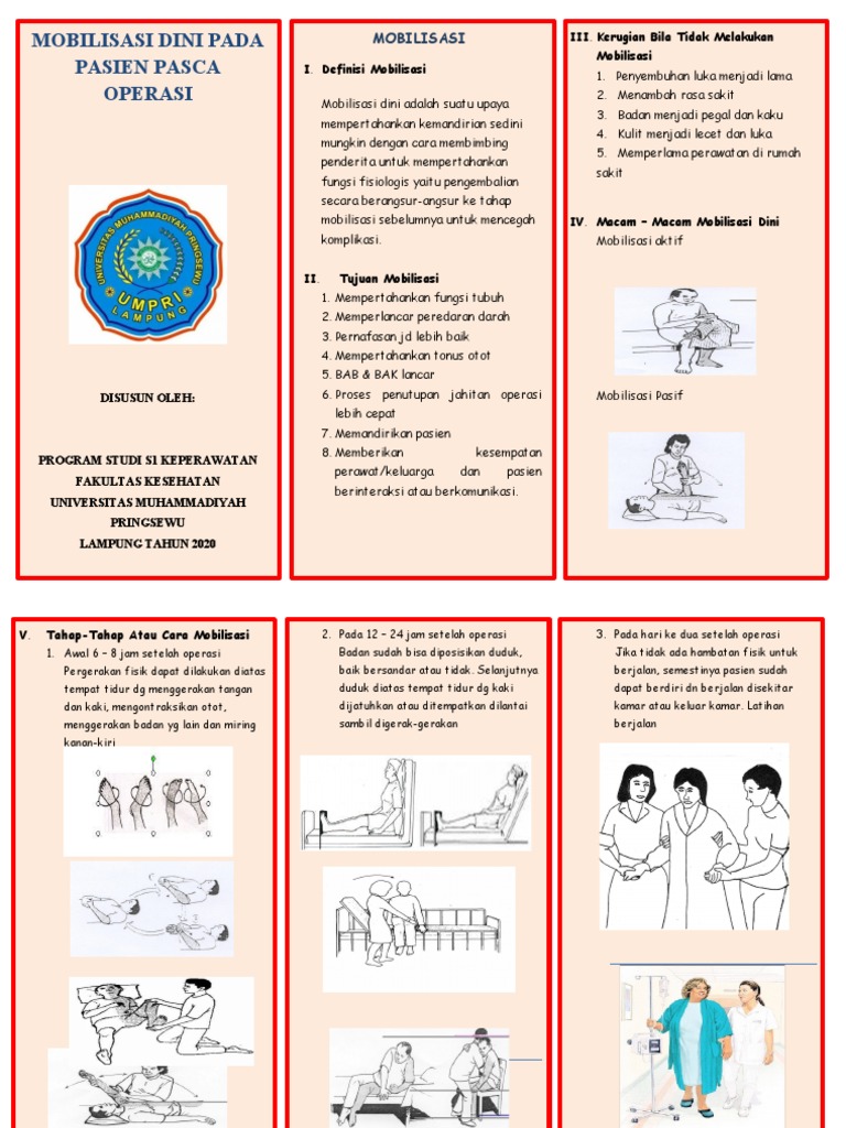Leaflet Mobilisasi Dini Pada Pasien Pasca Operasi | PDF