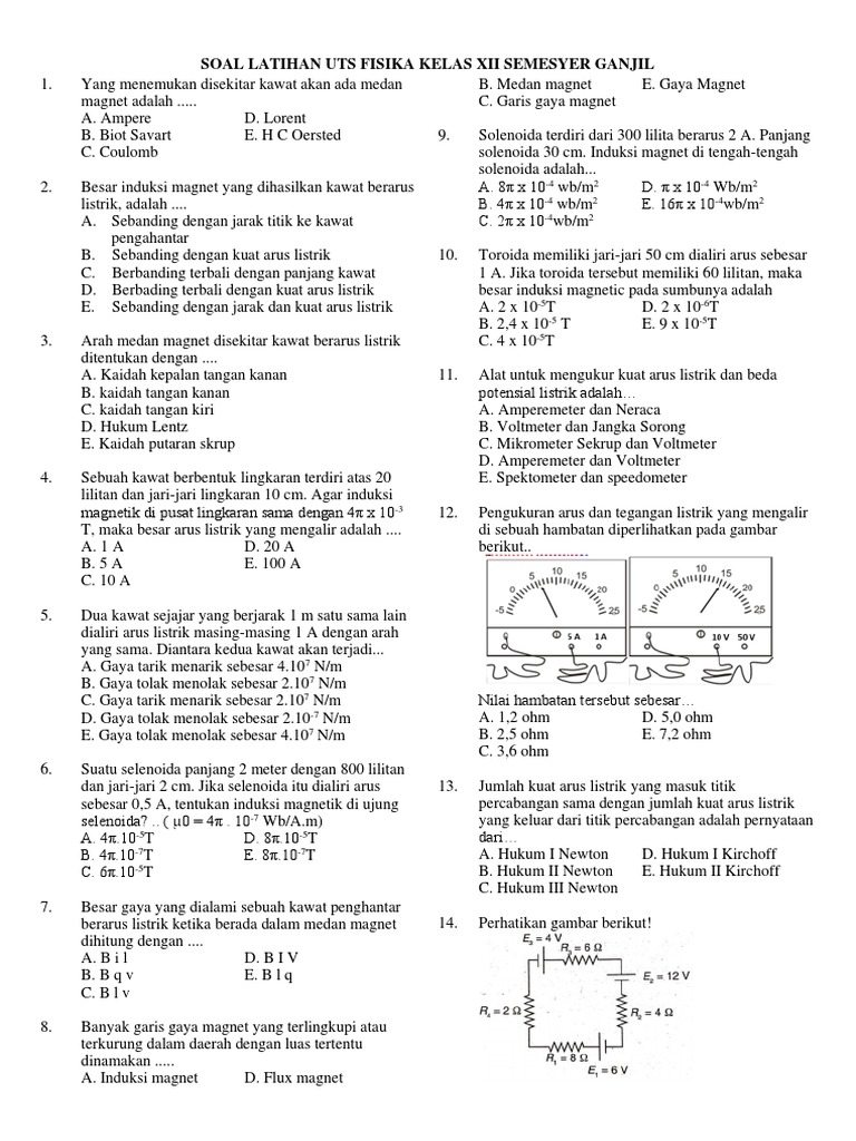 Soal Uts Sem 1 Fis Xii | PDF