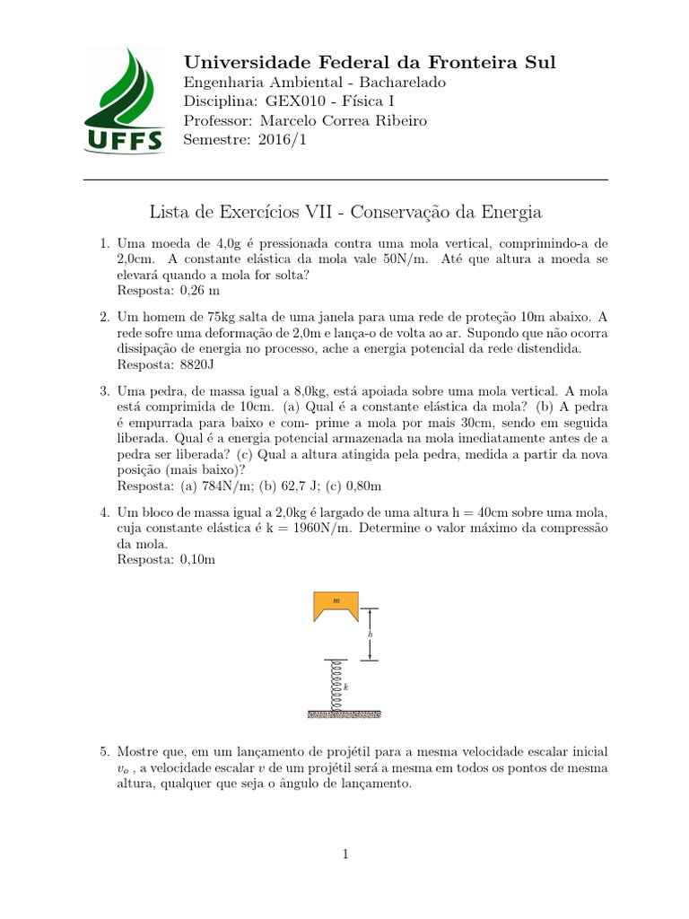 Energy Conservation Exercises in Physics | PDF | Potential Energy | Nature