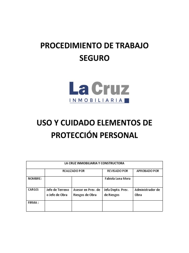 PTS Uso y Cuidado de EPP | PDF