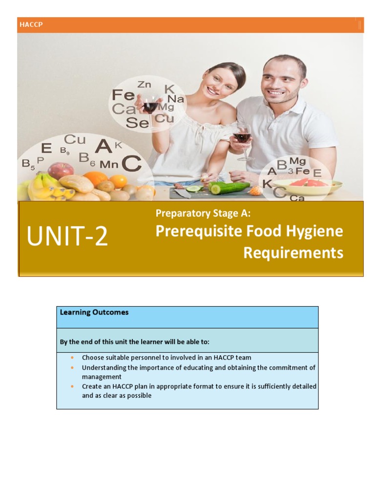 Unit 2 Preparatory Stage A Prerequisite Food Hygiene Requirements | PDF ...